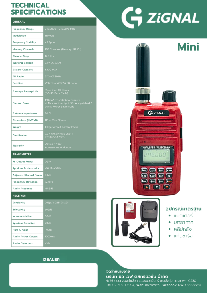 ZiGNAL Mini – New Wave Distribution ผู้ผลิต นำเข้า และจัดจำหน่ายวิทยุสื่อสารยุคใหม่